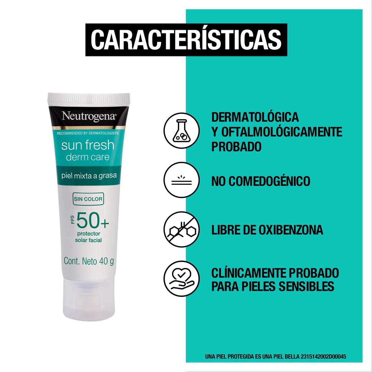 Protector Solar Facial Neutrogena Sun Fresh Niacinamida FPS50+ 40g | DelSol