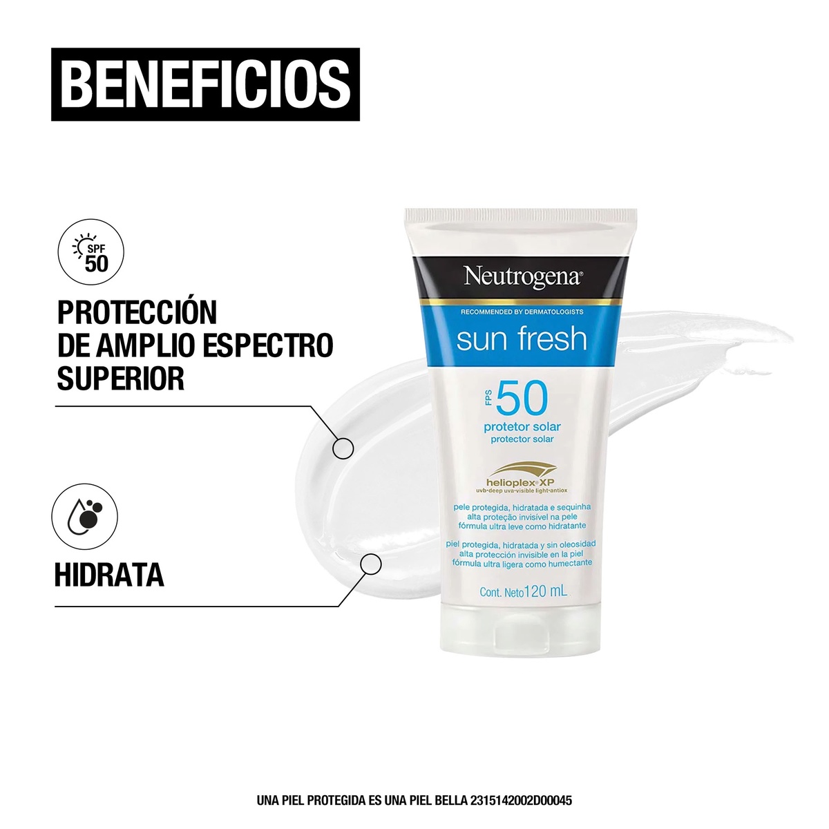 Protector Solar Corporal Neutrogena Sun Fresh FPS 50 120 ml | DelSol