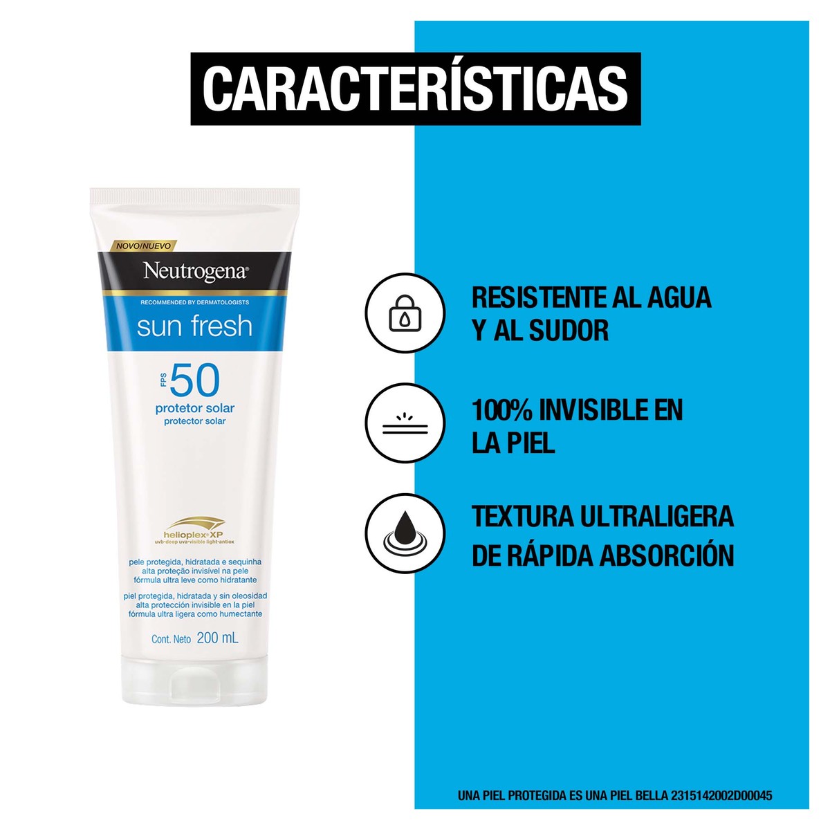 Protector Solar Corporal Neutrogena Sun Fresh FPS 50 200 ml | DelSol