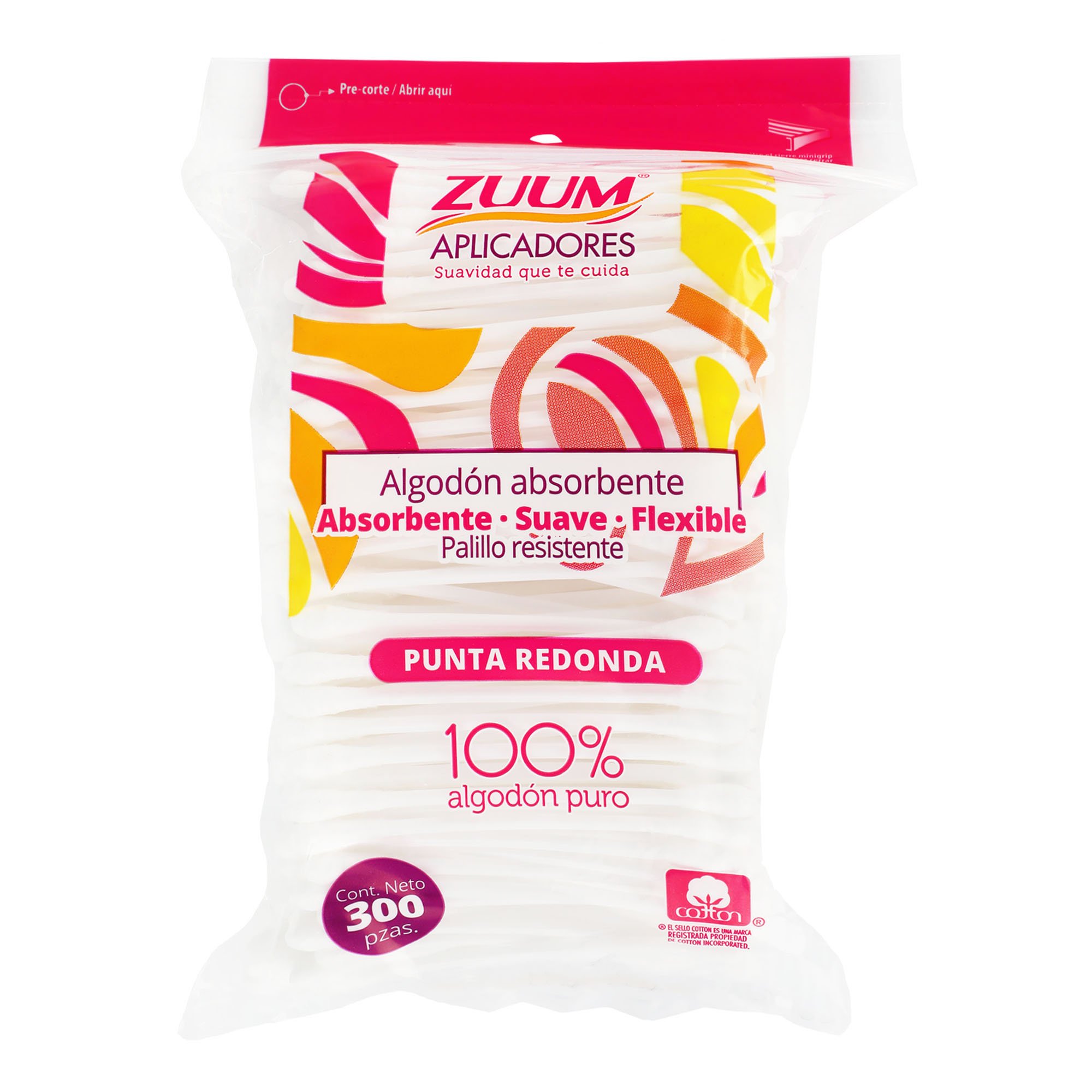 Hisopos Algodón Bolsa Zuum 300 piezas | DelSol