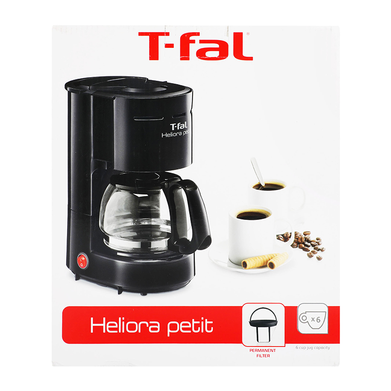 Cafetera T-Fal Heliora Petit 6 Tazas Negro | DelSol