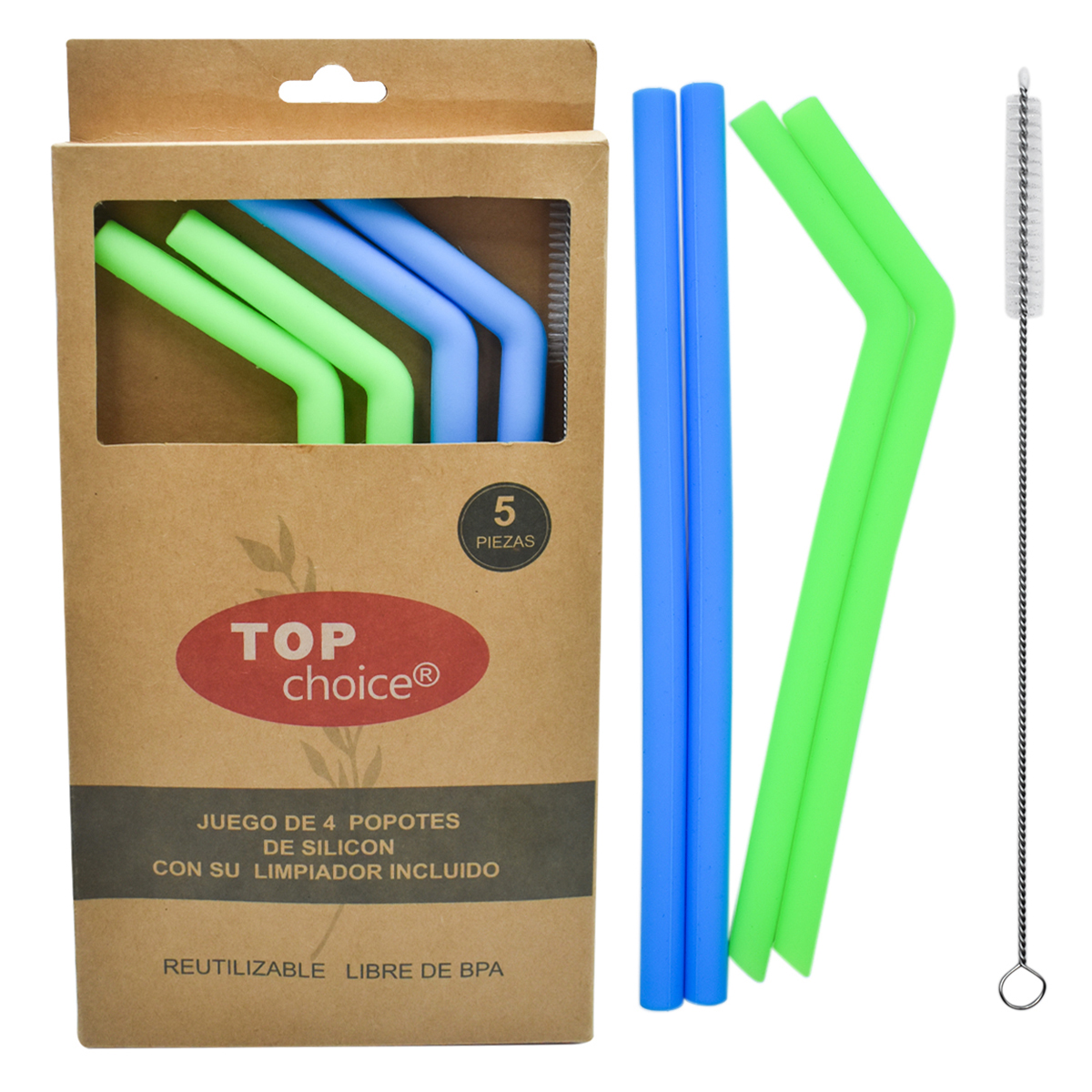 Juego de Popotes Silicón Reciclables Top Choice | DelSol